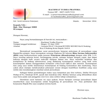 contoh surat lamaran | DOC