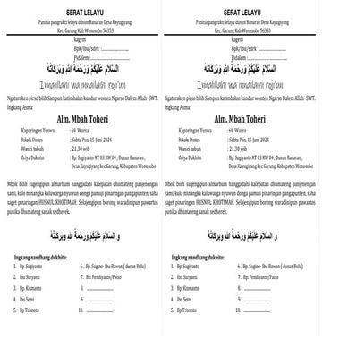 conto surat warta lelayu basa jawa conto | PPT