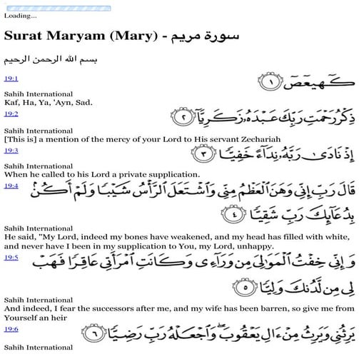 Surat maryam the noble Qur'an - القرآن الكريم | PDF