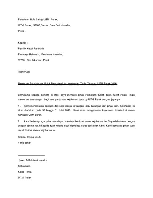 Contoh Surat Jemputan YB | PDF