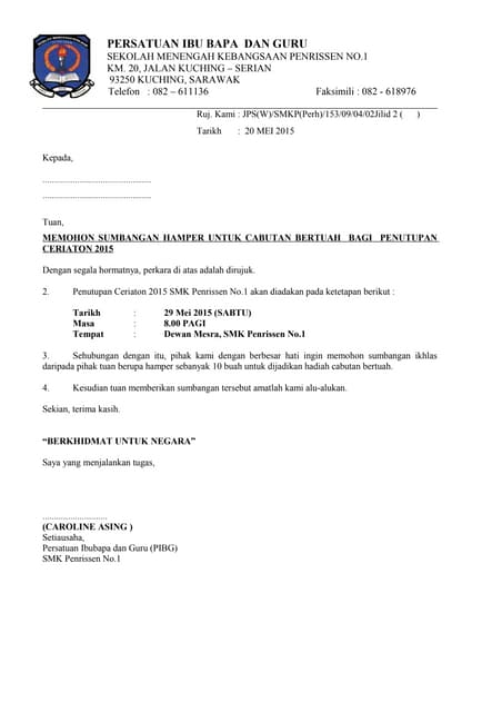 Surat mohon sumbangan | DOCX