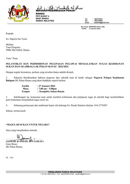 Contoh surat jemputan penceramah | PDF
