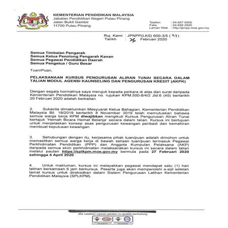 Surat pelaksanaan akpk | PDF