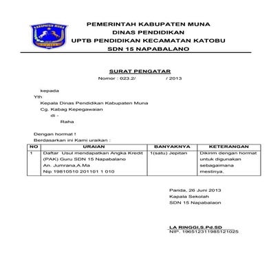 Surat pengantar | DOCX