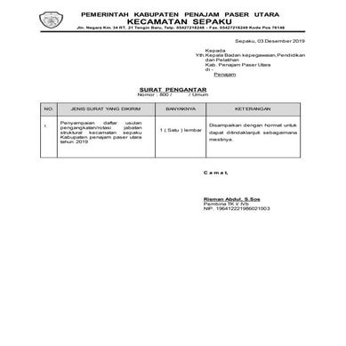 Surat pengantar | DOC