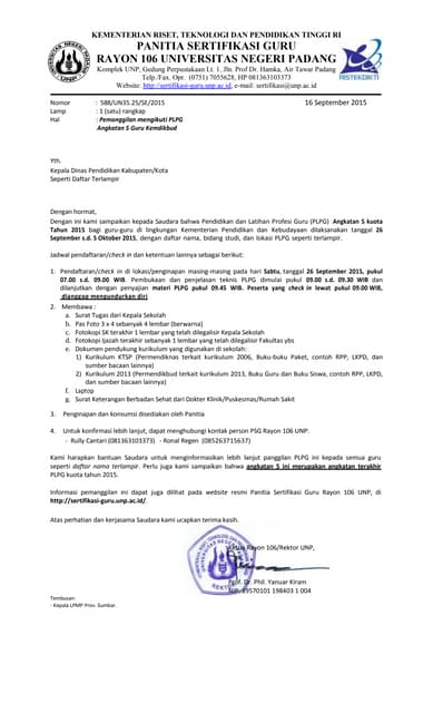 1.surat makluman tarikh program | PDF