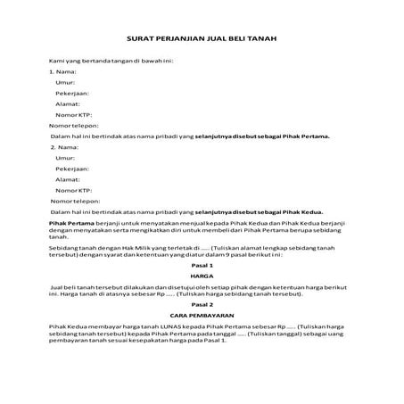 Draft Surat perjanjian jual beli tanah | PDF