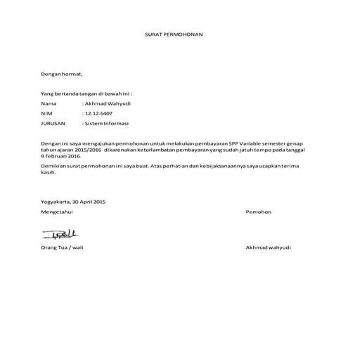 Surat permohonan | DOCX