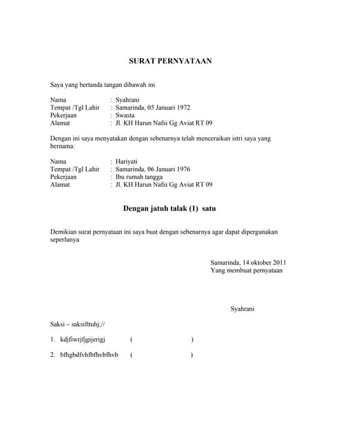 Surat pernyataan | DOCX