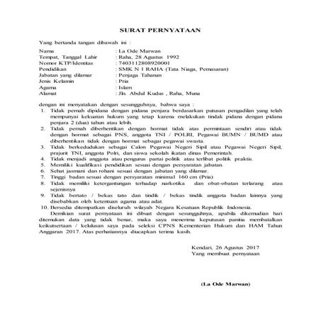 Surat pernyataan | DOCX