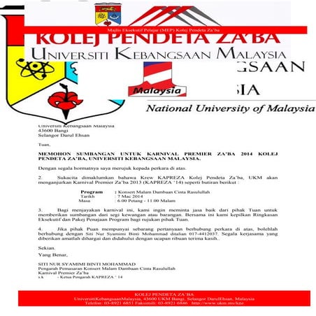 Surat rasmi permohonan dana | DOC