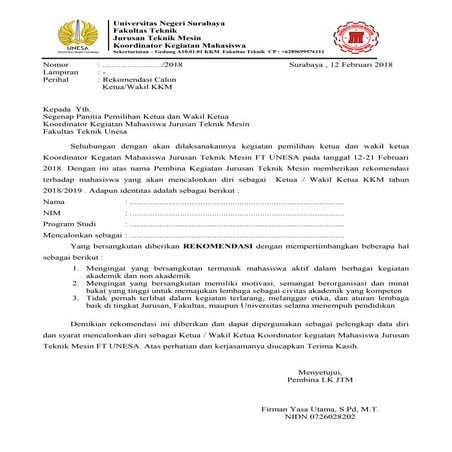 Surat rekomendasi | DOC