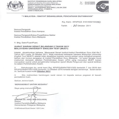 Surat siaran senat muet | PDF
