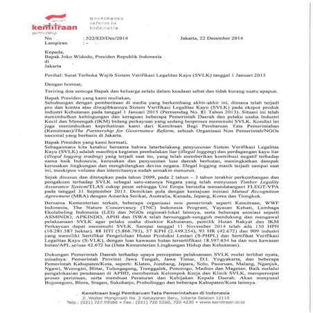 Surat terbuka kemitraan ttg svlk utk presiden jokowi | PDF