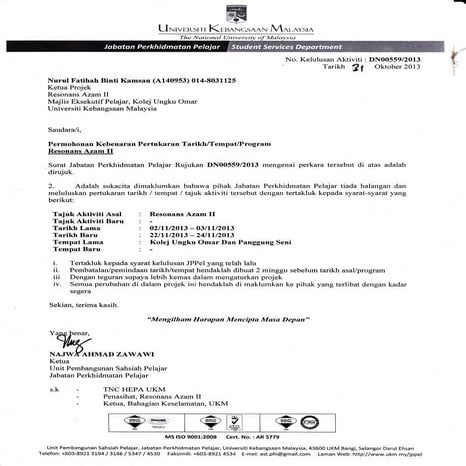 Surat tguh program | PDF