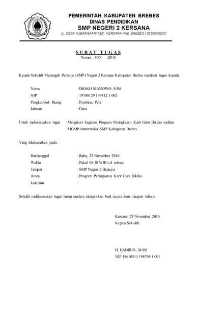 Surat tugas | PDF