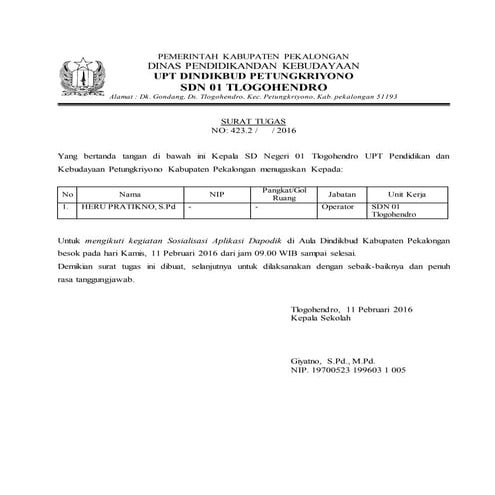 Surat tugas sppd | DOCX