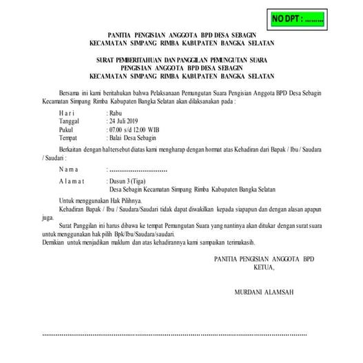 Surat Panggilan Pemilihan BPD | DOCX