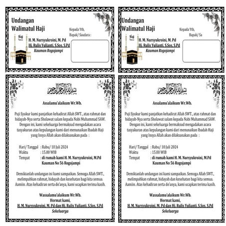 Surat Undangan Syukuran Pulang Haji pak suk | DOC