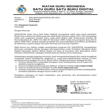 Surat undangan sagusatal Batch 4 | PDF