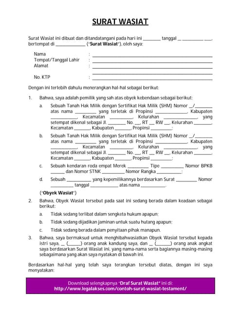 Draf kesepakatan bersama pembagian harta warisan | PDF