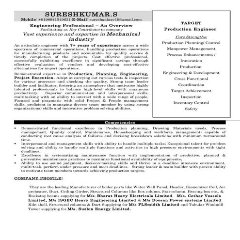 Sureshkumar. s resume latest new | DOC