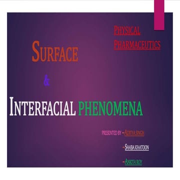 SURFACE AND INTERFACIAL PHENOMENON | PPTX