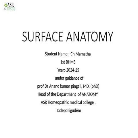 COMPREHENSIVE GUIDE TO SURFACE ANATOMY | PPTX