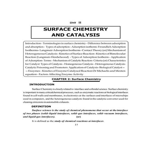 Surface chemistry& catalysis | PDF | Chemistry | Science