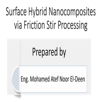 Surface Hybrid Nanocomposites Via Friction Stir Processing Ppt