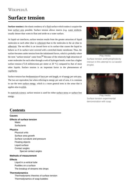 Surface Tension - Class XI CBSE | PPTX | Chemistry | Science