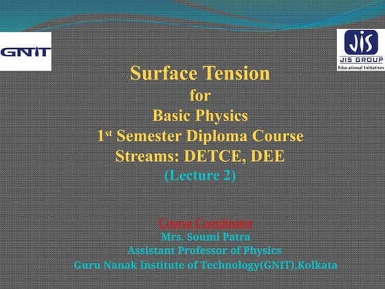 Surface tension | PPTX