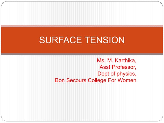 Surface Tension for Beginners | PPTX