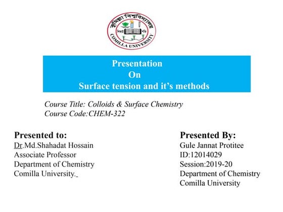To determine the surface tension of given liquid using Stalagmometer ...