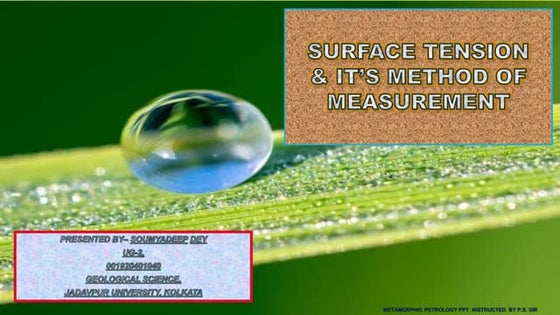 Surface and Interfacial tension [Part-3(b)] (Measurement of Surface and ...