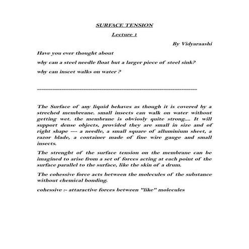 Surface tension lecture 1 | RTF