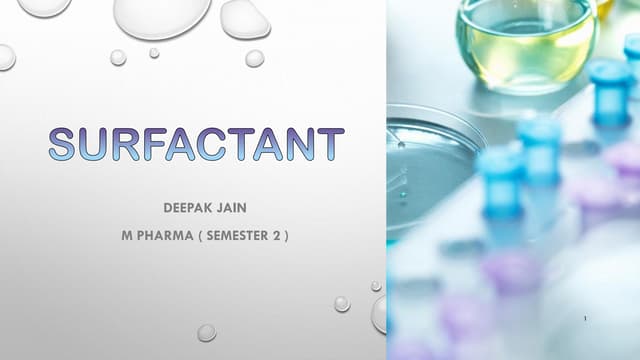 Non-ionic surfactants and their applications | PPTX