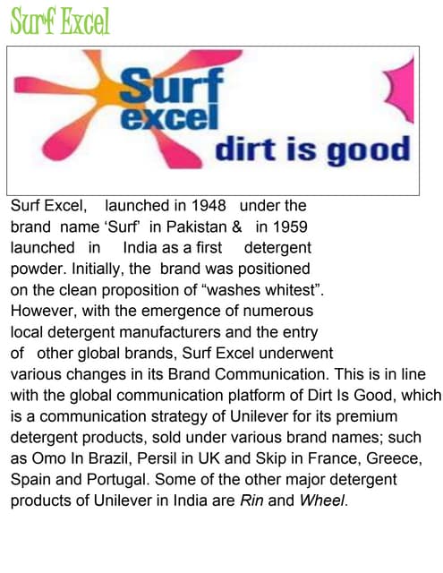 Surf Excel HUL Analysis 2020 | PPT