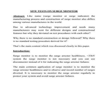 Surge monitor site tests | PDF
