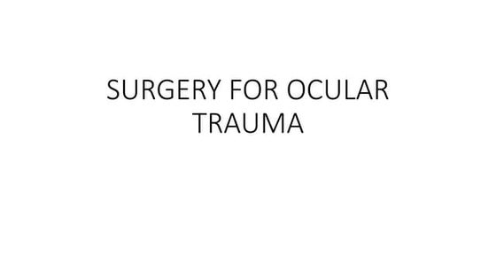 post traumatic glaucoma ( secondary glaucoma) | PPT