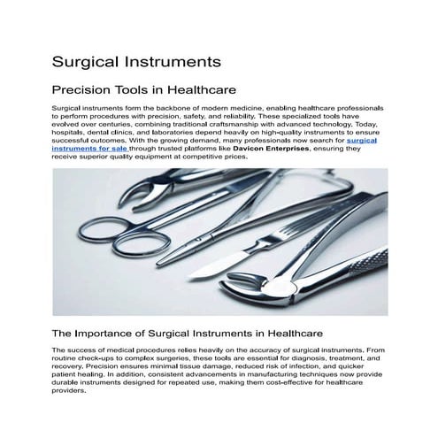 Surgical Instruments | Davicon Surgical's | PDF