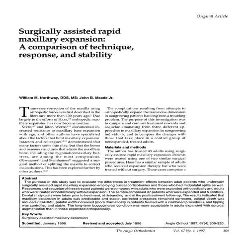 Surgically assisted rapid palatal expansion a comparison of technique ...