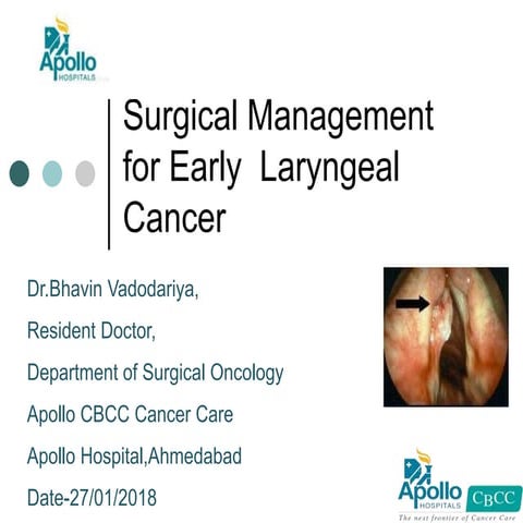 Surgical management of early laryngeal cancer dr.bhavin | PPTX