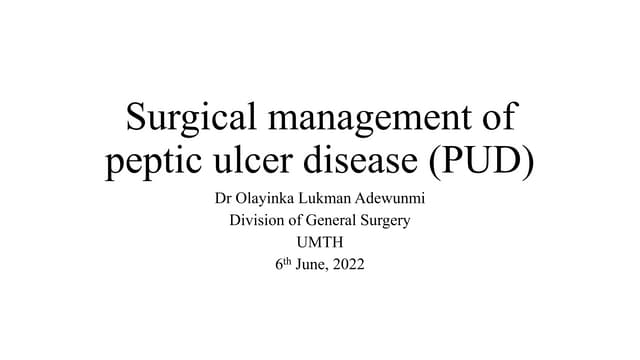 Management of Acute Exacerbation of Peptic Ulcer Disease (PUD) | PDF