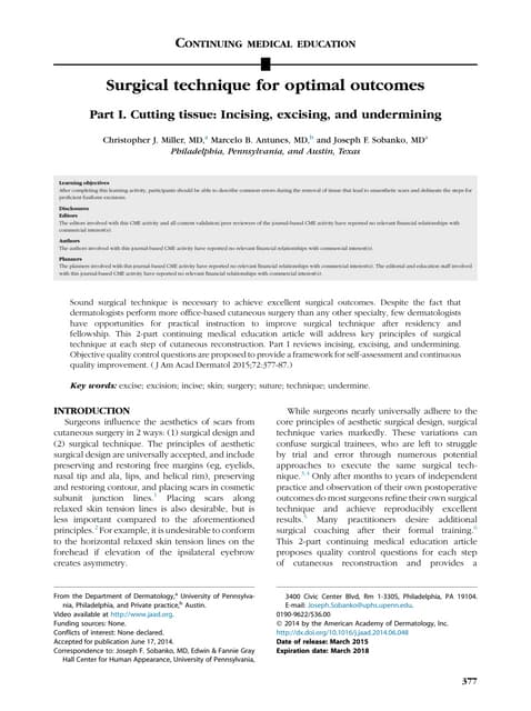 Surgical technique for optimal outcomes2 | PDF | First Aid | Injuries