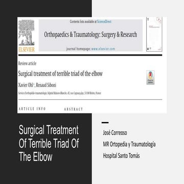 Surgical Treatment Of Terrible Triad Of The Elbow.pptx | Death, Injury ...