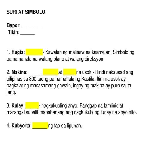 Suri at Simbolo ng el filibusterismo. Suri at Simbolo ng el ...