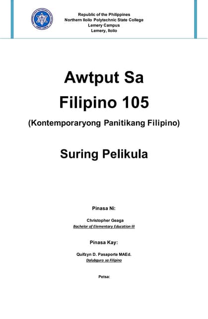 Suring Pelikula - ANAK | DOCX