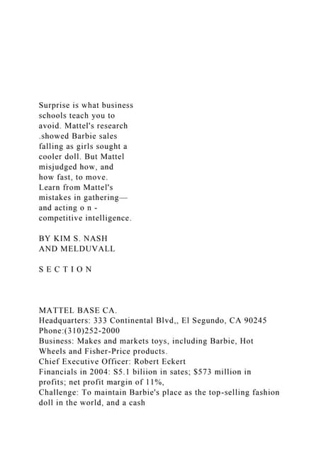 Business ethics assignment- MATTEL INC. | PPT