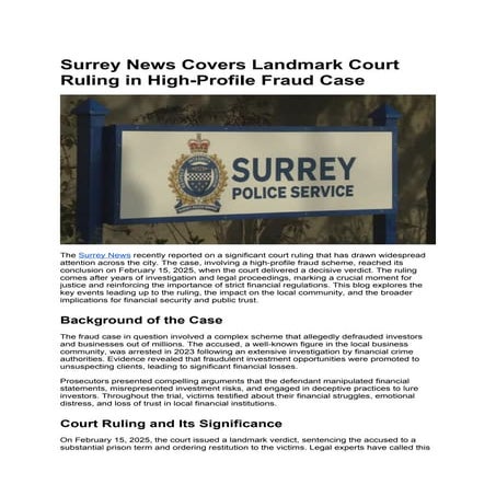 Surrey News Covers Landmark Court Ruling in High-Profile Fraud Case | DOCX